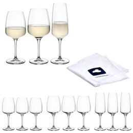 Leonardo Gläser-Set »CESTI + Poliertuch, 13-teilig« 4 Sektgläser, 4 Rieslinggläser und 4 Weißweingläser mit Poliertuch transparent, weiß, blau