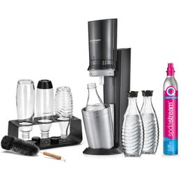 SodaStream Wassersprudler »»Crystal« Mega-Bundle« Wassersprudler, CO2-Zyl., Glaskaraffen, Abtropfhalter, Flaschenbürste schwarz 0