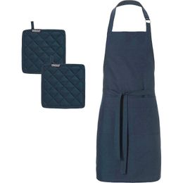DDDDD Kochsch&uuml;rze &raquo;Kit&laquo; Set, 3 Stk. tlg. mit 2 Topflappen navy Obermaterial: 100% Baumwolle 0