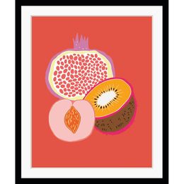 queence Bild »Franka« Kunst Lebensmittel Obst Obst Bilder Orange HD Premium Poster-Druck inkl. Holzrahmen Farbe Rahmen: schwarz + Farbe...