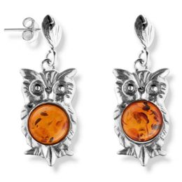 OSTSEE-SCHMUCK Paar Ohrh&auml;nger &raquo;Ohrh&auml;nger Eule Ohrh&auml;nger Eule&laquo; 31 x 12 mm Interessante Silberohrh&auml;nger