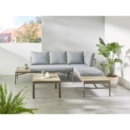 Konifera Gartenlounge-Set »Badalona« Set, 2x Bank, 1x Tisch 57x57x35cm, inkl. Auflagen, Nonwood, Stahl, 9 Stk. tlg. 2 Sofa mit...