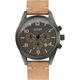 JOOP! Chronograph »2036614« Armbanduhr, Quarzuhr, Herrenuhr, Stoppfunktion, Lederarmband beigefarben Trendgerechter Herrenchronograph