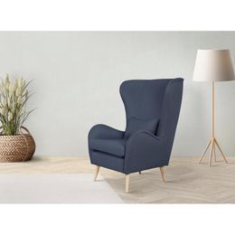 Home Affaire Sessel &raquo;Charles Ohrensessel&laquo; gro&szlig; und gem&uuml;tlich in modernem Design blau 100% Polyester