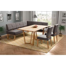 Home Affaire Eckbankgruppe »Ponza Eckbank Küchenbank BESTSELLER« Set, 4 Stk. tlg. Sitzgruppe Esszimmer Stühle Tisch und Bank bequem gepolstert...