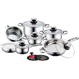 CS KOCH-SYSTEME Topf-Set »Aurich« Edelstahl Set, Bratentopf 16/20/24cm, Stieltopf 16cm, Pfanne 24cm, Einsatz, Schüssel, 16 Stk. tlg. 16-teilig,...
