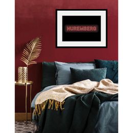 queence Bild »NUREMBERG LIGHTS« Schriftzug Städte 1 Stk. tlg. HD Premium Poster-Druck inkl. Holzrahmen Farbe Rahmen: schwarz + Farbe Bild(er): rot