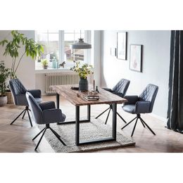 Salesfever Essgruppe »Essgruppe für stilvolles Speisen« Set, 5 Stk. tlg. Stühle mit 360 Grad Drehplatte unter der Sitzfläche Natur, Grau, Schwarz +...