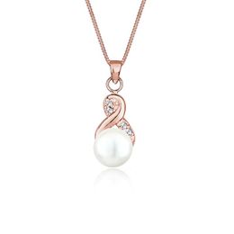 Elli Perlenkette »Infinity Kristalle Süßwasserzuchtperle 925 Sterling Silber« Rosegold 45 Halskette für Damen mit Glas Kristallen und...
