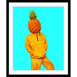 queence Bild »Jeremy« Ananas Humor Menschen Obst Obst Bilder HD Premium Poster-Druck inkl. Holzrahmen Farbe Rahmen: schwarz + Farbe...