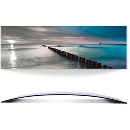 Artland Wandbild »Ostsee mit Sonnenaufgang s/w« Gewässer 1 Stk. tlg. 3D Optik gebogen Farbe Bild(er): blau