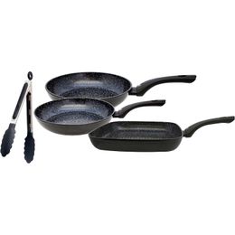 ELO Pfannen-Set »Pure Belugo« Aluminium Set, je 1 Bratpfanne Ø 20/24 cm, 1 Grillpfanne 28x28 cm, 1 Servierzange, 4 Stk. tlg. keramische...