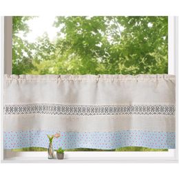 Weckbrodt-Gardinen WECKBRODT Scheibengardine &raquo;Alicia&laquo; Stangendurchzug 1 Stk. tlg. Stabtunnel, blickdicht, Bord&uuml;re, Kante, Gardine, HxB 45x120cm, Store blau...