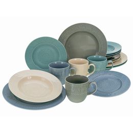 Creatable Kombiservice »Geschirr-Set Classico colors« Service, mit ausdrucksstarkem Relief, 16 Teile, für 4 Personen bunt
