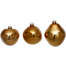 LEONIQUE Weihnachtsbaumkugel &raquo;Birdelle gl&auml;nzend, Weihnachtsdeko, Christbaumschmuck, Christbaumkugeln&laquo; Baumkugeln in organischer Form, &Oslash; ca. 8 cm,...