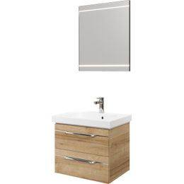 SAPHIR Badmöbel-Set »Balto 2-teilig Mineralmarmor-Waschtisch mit LED-Spiegel, Waschplatz« 2 Stk. tlg. 64, 4 cm breit, mit 2 Schubladen, Badschrank...