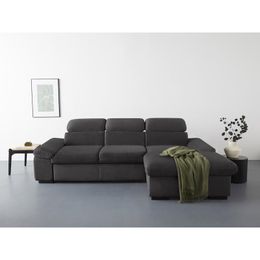 COTTA Ecksofa »Lola L-Form mit Kopfteilfunktion & Hocker« wahlweise mit Bettfunktion, Bettkasten & Armteilverstellung Mud