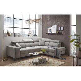 ED EXCITING DESIGN Ecksofa »Sydney L-Form« motorischer Sitztiefenverstellung, USB-Port & 2 Zierkissen taupe