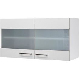 Flex-Well Glash&auml;ngeschrank &raquo;Kopenhagen&laquo; (B x H x T) 100 x 54, 8 x 32 cm, mit Stollenglast&uuml;ren Wei&szlig; matt / Milchglas Wei&szlig;