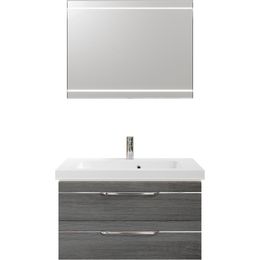 SAPHIR Badmöbel-Set »Balto 2-teilig Mineralmarmor-Waschtisch mit LED-Spiegel, Waschplatz« 2 Stk. tlg. 92 cm breit, mit 2 Schubladen, Badschrank...