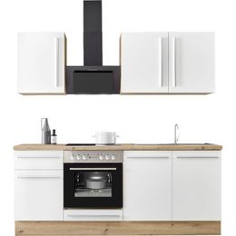 KOCHSTATION K&uuml;chenzeile &raquo;KS-Florida mit 38mm starker Arbeitsplatte&laquo; Breite 210 cm, wahlweise mit E-Ger&auml;ten, mit Soft-Close-Funktion K&uuml;che: wei&szlig; +...