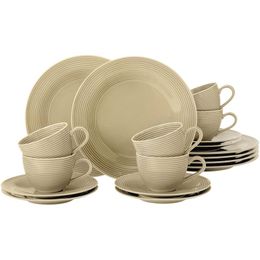 Seltmann Weiden Kaffeeservice »Geschirr-Set, Service Beat« Teller, Tassen, Untertassen, Rillendekor, 18 Teile, für 6 Personen sandbeige 0