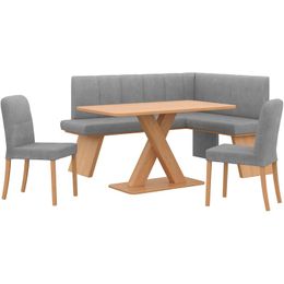 Home Affaire Eckbankgruppe »Nina« Set, 4er, 4 Stk. tlg. Sitzgruppe Esszimmer Stühle Tisch und Bank bequem gepolstert Antarctica + Dekor Eiche...