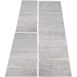 Carpet City Bettumrandung &raquo;Shaggi uni 500&laquo; H&ouml;he 30 mm 3 Stk. tlg. Shaggy Bettvorleger, Uni-Farben, L&auml;uferset Langflor, Weich grau Obermaterial:...