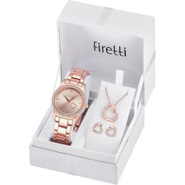 Firetti Quarzuhr Armbanduhr, Damenuhr, Glassteine, Geschenkidee ros&eacute;goldfarben Aparte Damenarmbanduhr