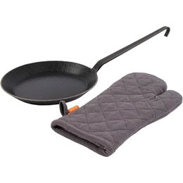 Siena Home Bratpfanne »Fermo« Gusseisen Set, 2 Stk. tlg. schmiedeeisern, flach, Induktion, mit Topfhandschuh schwarz