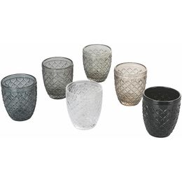 VILLA D'ESTE Gläser-Set »Castle Stones« Wassergläser-Set, 6-teilig, Inhalt 350 ml grau/schwarz/transparent