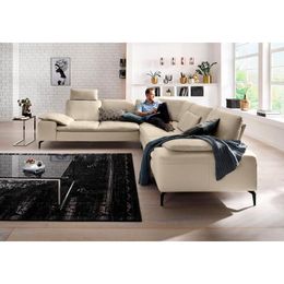 W.Schillig Ecksofa &raquo;valentinoo, Designsofa, elegant und bequem, L-Form&laquo; mit Sitztiefenverstellung, Breite 318 cm beige Longlife Xtra-Leder Z73: 