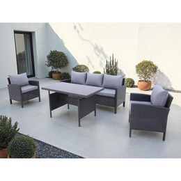 Konifera Gartenlounge-Set »»Brooklyn«« Set, 1x 3er Sofabank, 2 Sessel, Tisch 66x120x74 cm, inkl. Auflagen, 12 Stk. tlg. Stahl/Polyrattan Schwarz +...
