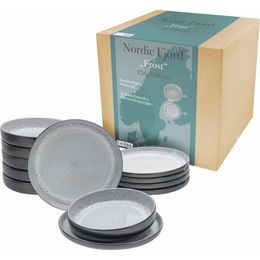 Creatable Teller-Set »Nordic Fjord« Tafelservice, 6 Speiseteller Ø 26 cm, 6 Suppenteller Ø 22, 5 cm grau 0
