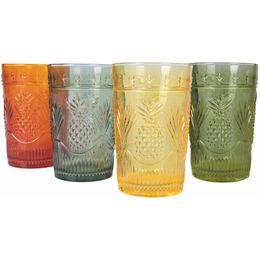 VILLA D'ESTE Gläser-Set »Piňa 350 ml« Wassergläser-Set, 4-teilig, Inhalt 350 ml gelb/grün/orange