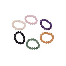 Firetti Ring-Set »Multipack Schmuck Geschenk Damenring Zugband Edelstein Farbstein« mit Amethyst, Rosenquarz, Onyx, Aventurin, Jade - mit Perlmutt...