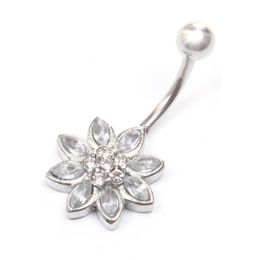 Firetti Bauchnabelpiercing »Schmuck Geschenk Piercing Körperschmuck Blume« mit Glasstein edelstahlfarben + weiß