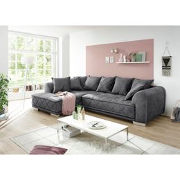 ED EXCITING DESIGN Ecksofa »Sentina L-Form« mit Rückenkissen anthrazit