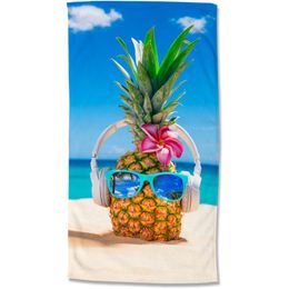 Good Morning Strandtuch &raquo;Pineapple&laquo; Mikrofaser, 100x180, Schnelltrocknend, Sommer, Strand, Erwachsene bunt Microfaser, Obermaterial: 100% Polyester