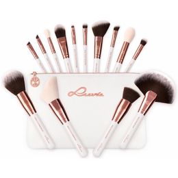 LUVIA COSMETICS Kosmetikpinsel-Set »Essential Brushes - Feather White« vegan weiß-roségoldfarben 14 vegane Pinsel inkl. einer eleganten Pinseltasche