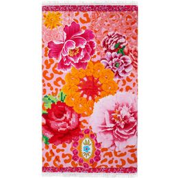 Happiness Strandtuch »Liberty« 100% Baumwolle, Velours, 100x180, Fransen, Weich, Strand, Bunt, Blumen rosa-multi Obermaterial: 100% Baumwolle B/L:...