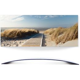 Artland Wandbild &raquo;Nordseestrand auf Langeoog - Steg&laquo; Strand 1 Stk. tlg. 3D Optik gebogen Farbe Bild(er): naturfarben