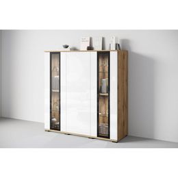 Inosign Highboard »Caro, modernes Design mit Glaseinsätzen, Breite 120 cm« 1 Stk. tlg. grifflose Fronten mit Push-to-Open, höhenverstellbare...
