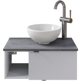SAPHIR Waschtisch »Serie 6915 Waschschale mit Unterschrank für Gästebad, Gäste WC« Keramik-Aufsatzbecken, Waschtischplatte, Waschtischunterschrank,...