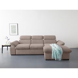 COTTA Ecksofa »Lola L-Form mit Kopfteilfunktion & Hocker« wahlweise mit Bettfunktion, Bettkasten & Armteilverstellung Taupe