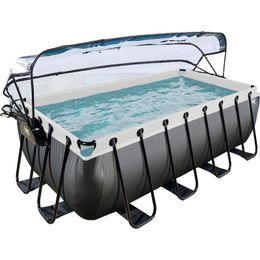 EXIT Framepool &raquo;inkl. multifunktionaler Poolabdeckung & W&auml;rmepumpe&laquo; BxLxH: 200x400x122 cm, mit Sandfilteranlage und Sicherheitsleiter schwarz...
