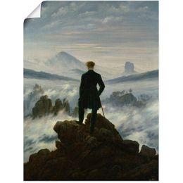 Artland Wandbild &raquo;Der Wanderer &uuml;ber dem Nebelmeer. Um 1818&laquo; Mann 1 Stk. tlg. als Leinwandbild, Poster in verschied. Gr&ouml;&szlig;en blau Papier