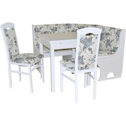 HOFMANN LIVING AND MORE Eckbankgruppe Spar-Set, 4tlg. Set, 4 Stk. tlg. Eckbank mit Stauraum unter den Sitzflächen creme/grau + creme/grau +...