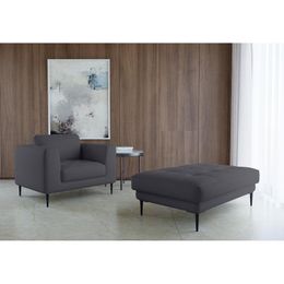 Trendmanufaktur Sessel &raquo;Luzi, Loungesessel, modern mit extra hohen F&uuml;&szlig;en&laquo; Designsessel mit tollem Sitzkomfort, Metallf&uuml;&szlig;e schwarz, Breite 96 cm grau 