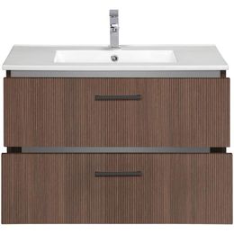 Welltime Waschtisch »Trento Badezimmerschrank mit Becken Bestseller« Badmöbel in Breite 80 cm, Waschplatz mit 2 Schubladen, Badschrank...
